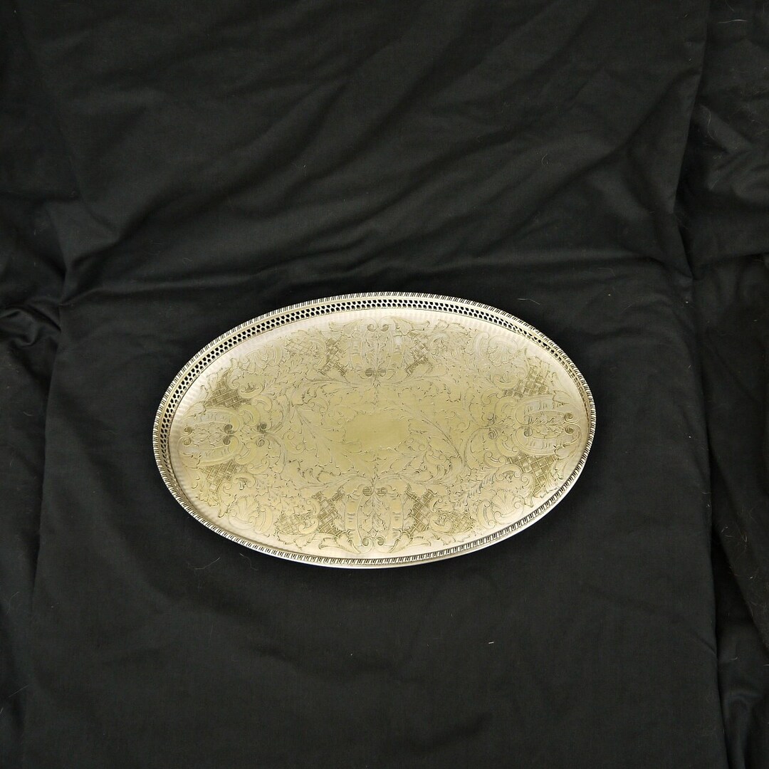 Viners Sheffield Alpha Plate Chased Oval Tray Silver Plate Large ...