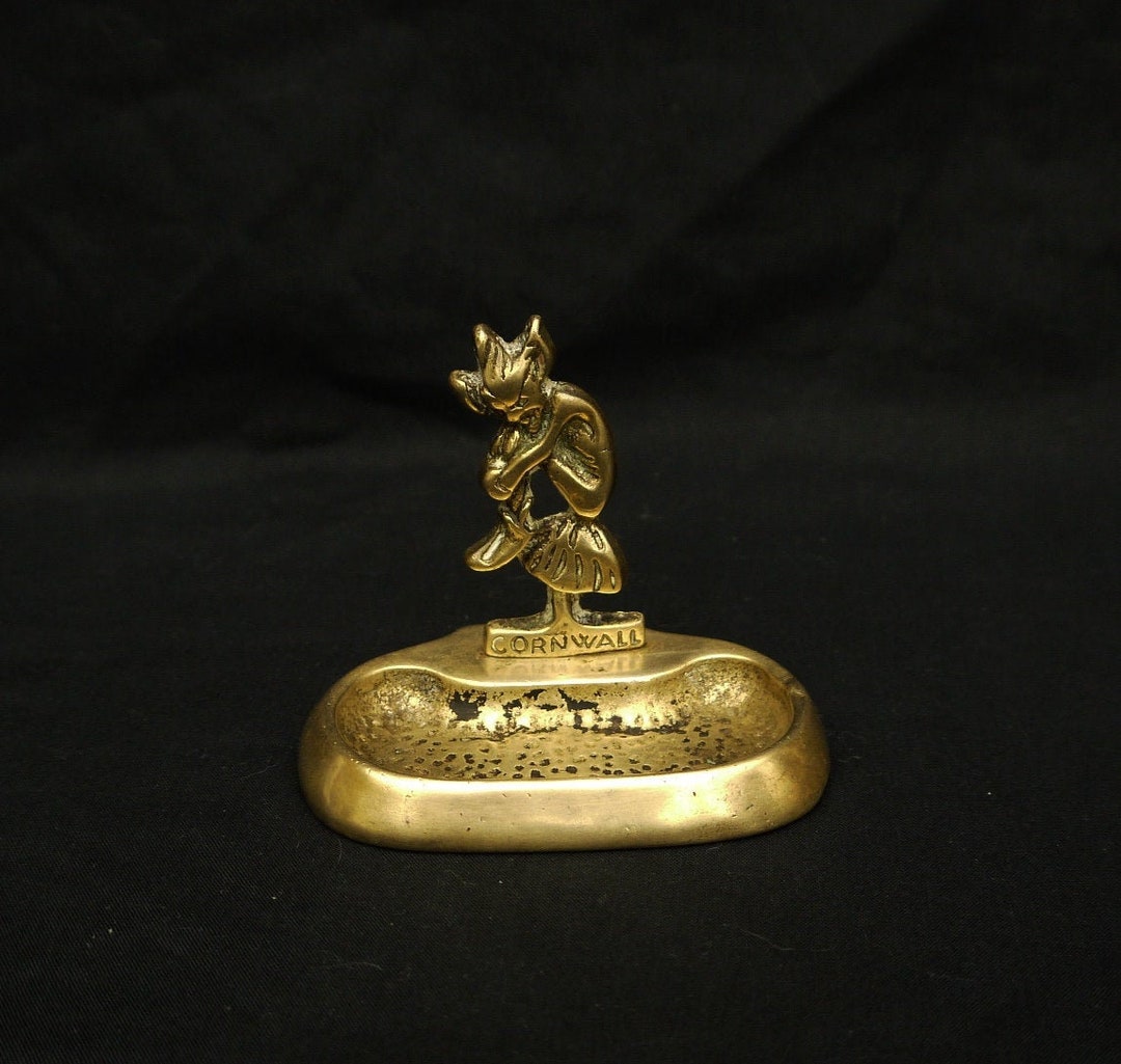 Brass Lucky Pixie With Dish Vintage Solid Brass Ashtray Brass Trinket ...