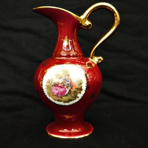 Limoges France Pitcher Jug Vintage Bone China Jug Pitcher With Handle ...