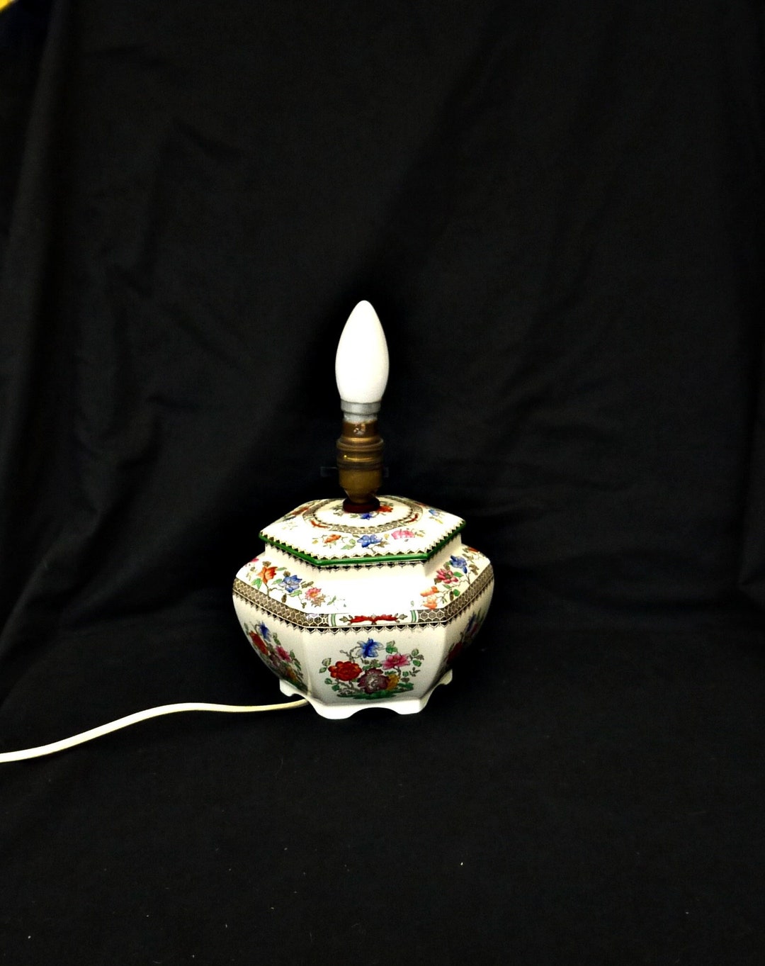 Vintage Copeland Spode Chinese Rose Lamp Base: Hexagon Ceramic Table ...