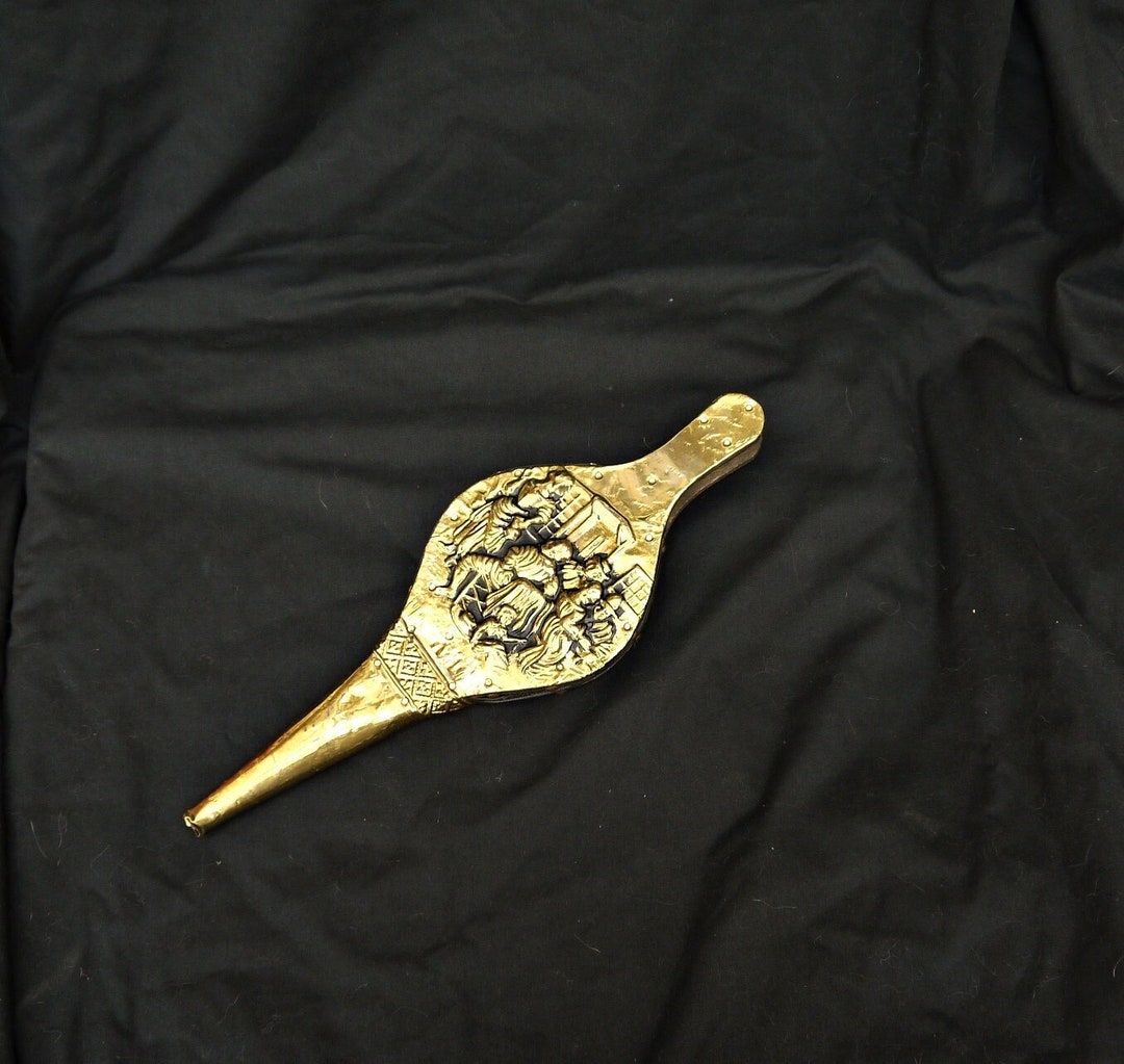 Vintage Fire Bellow Wooden Leather and Brass Ornate Embossed Bellow ...
