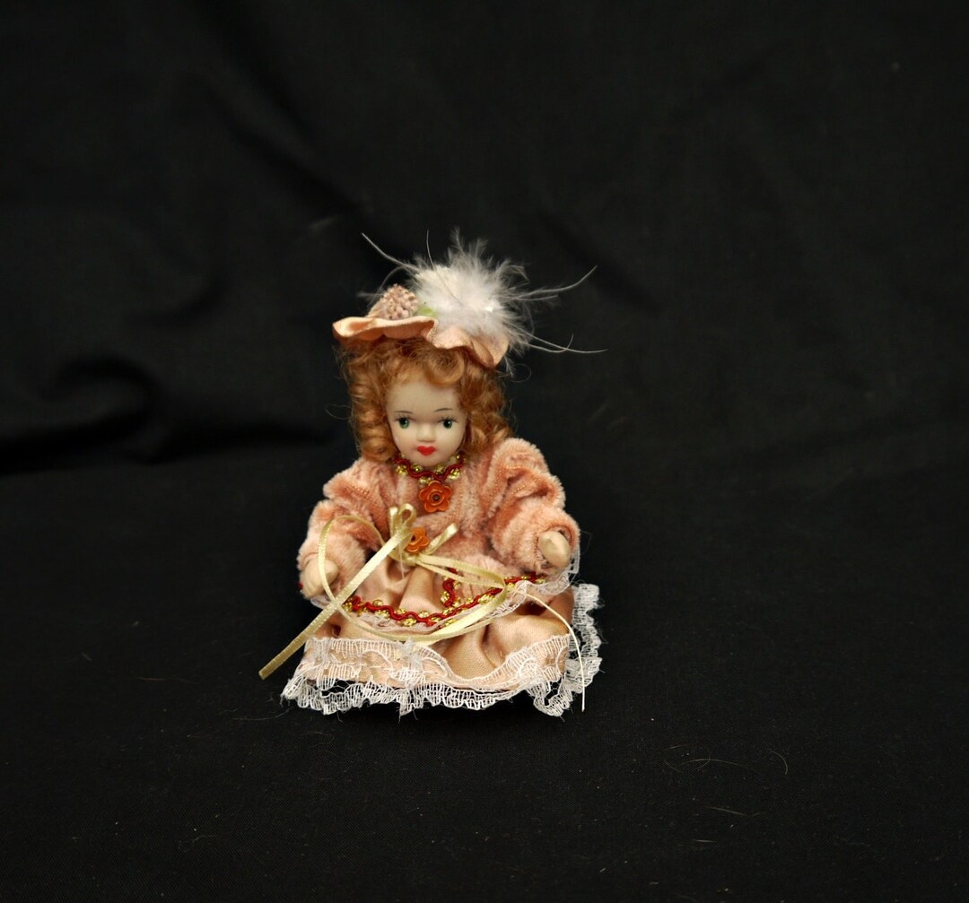 Vintage Small Porcelain Doll Collectible Porcelain Doll Dress With Hat ...