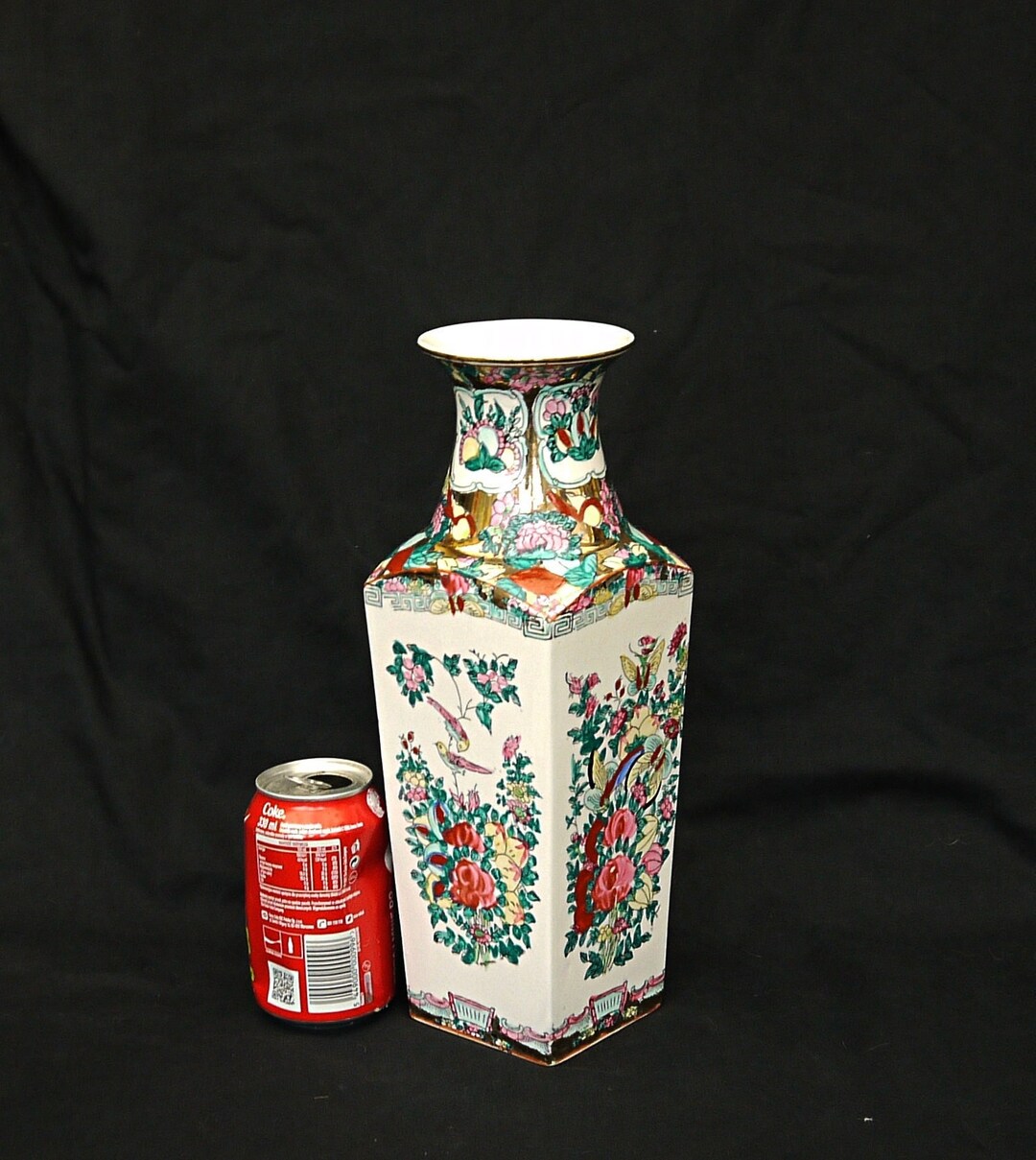 Vintage Chinese Bone China Vase: Hand-painted Birds, Butterflies ...