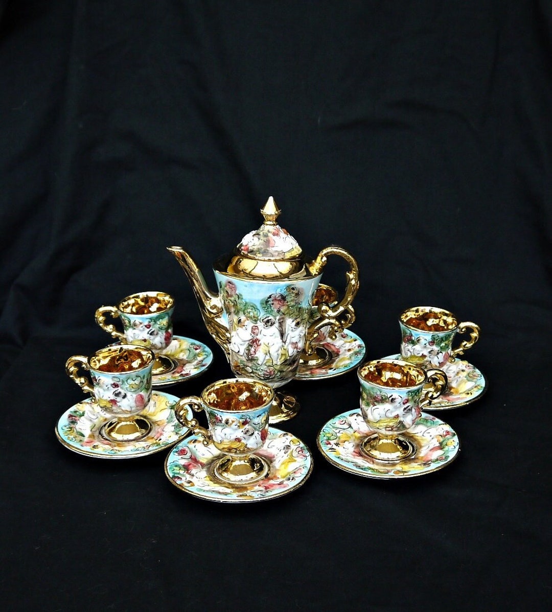 Capodimonte Tea Coffee Set 13 Pieces Antique Large Coffee Tea Italy Set ...