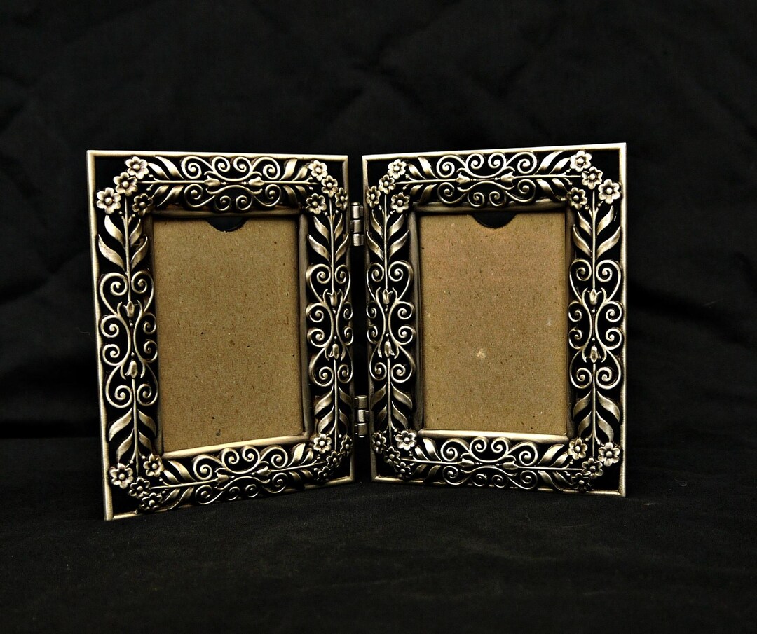 Double Solid Metal Pewter Style Picture Frame Silver Grey Metal Photo ...