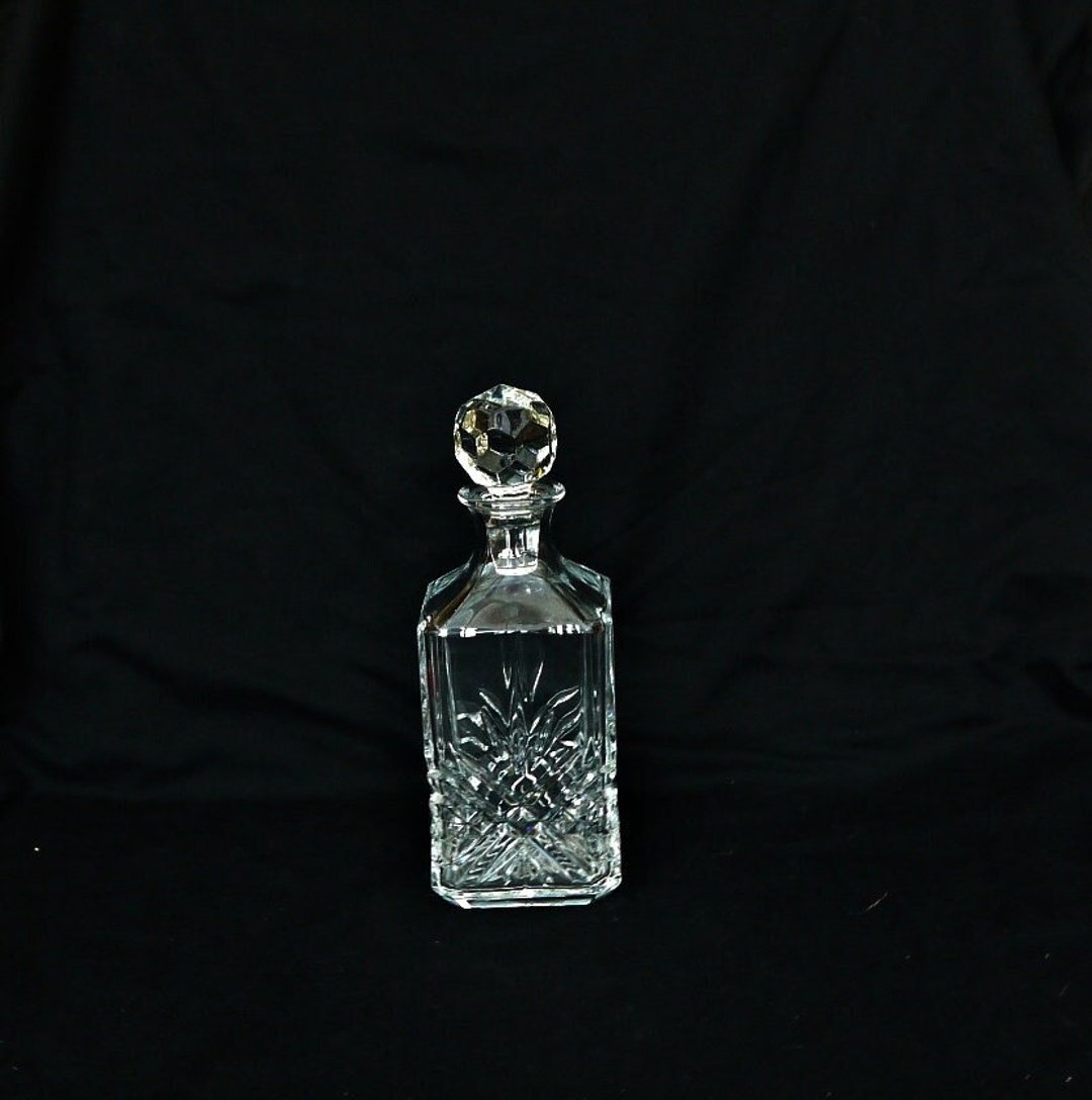 Vintage Cut Glass Decanter Solid Crystal Cut Glass Carafe Drink Server ...