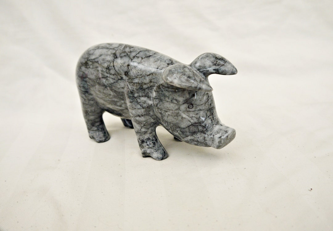 Carved Granite Stone Pig Vintage Sculpture Figurine Animal Pig Art ...
