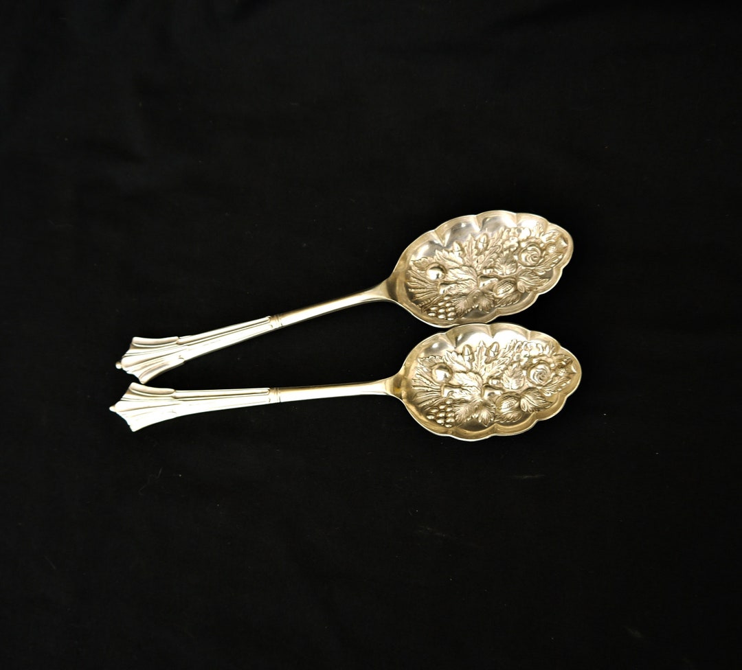 Set Silver Plate Salad Spoons EPNS Sheffield England Vintage Salad ...