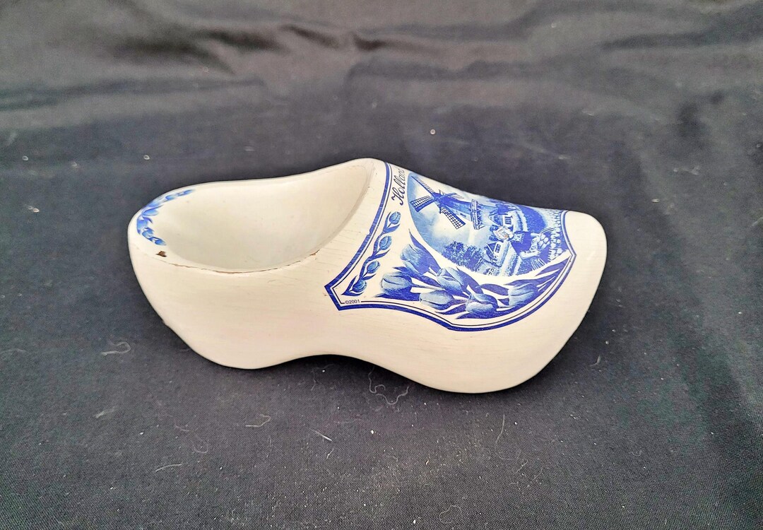Wooden Clog Wall Decor Vintage Hang Clog Netherlands Folklore Shoe Blue ...