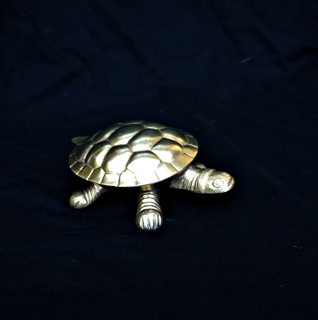 Vintage Large Brass Jewelry Box Shaped Turtle Brass Trinket Box Turtle ...