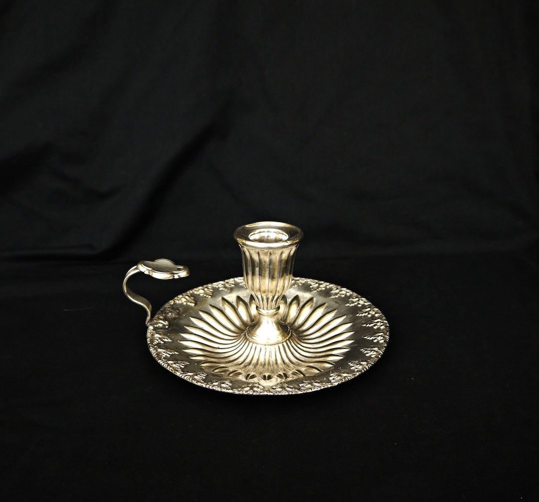 Antique Silver Plate Candle Holders With Handle Victorian Style Large ...