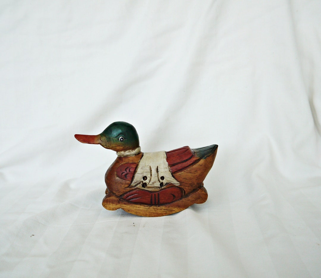 Carved Wooden Rocking Duck Vintage Sculpture Bird Wood Rocking Duck ...