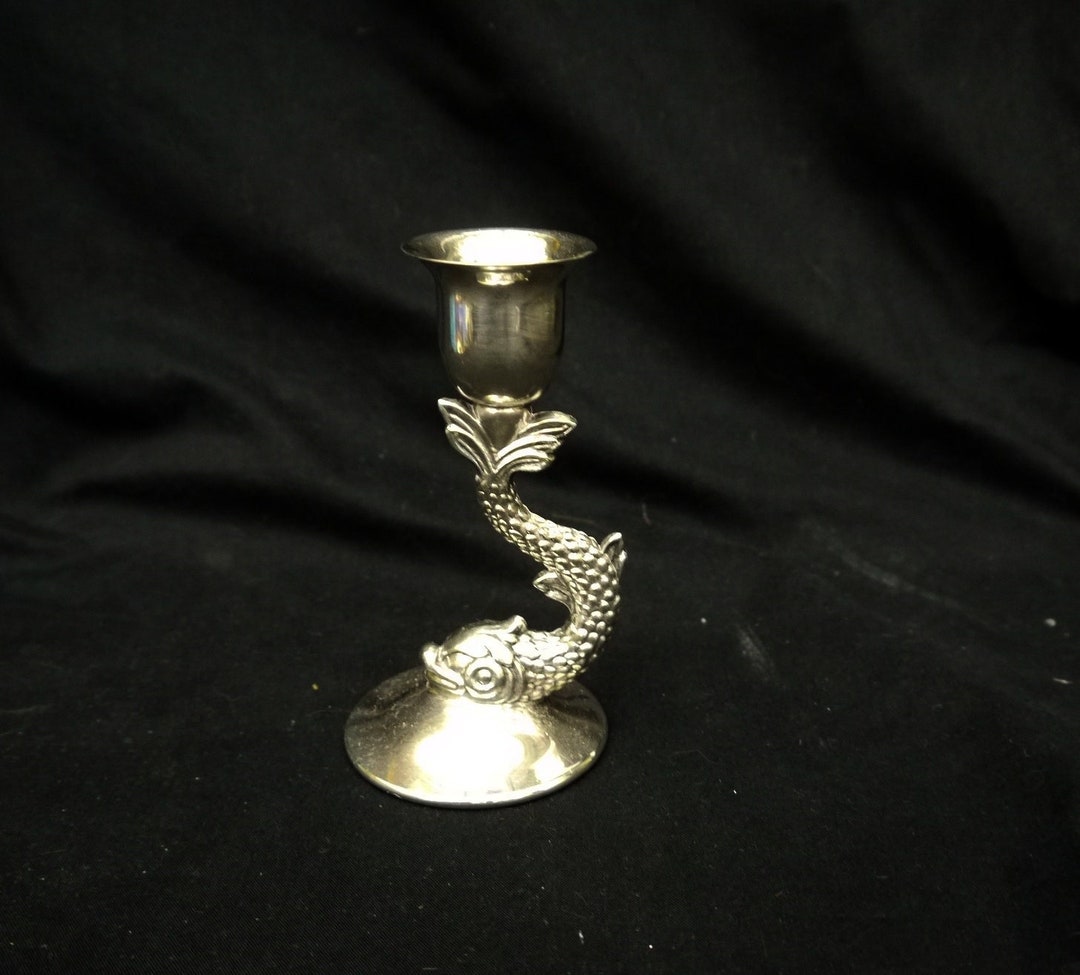 Viners Vintage Silver Plate Koi Fish Candlestick - Etsy UK