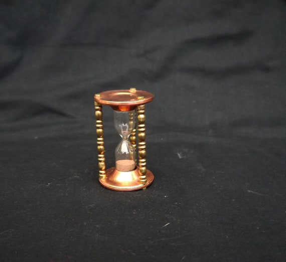 Vintage Copper and Brass Hourglass Stand Timer Small Glass and - Etsy