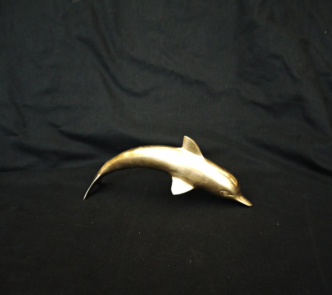 Large Brass Figurine Dolphin Vintage Ornament Dolphin Figure Aquatic ...