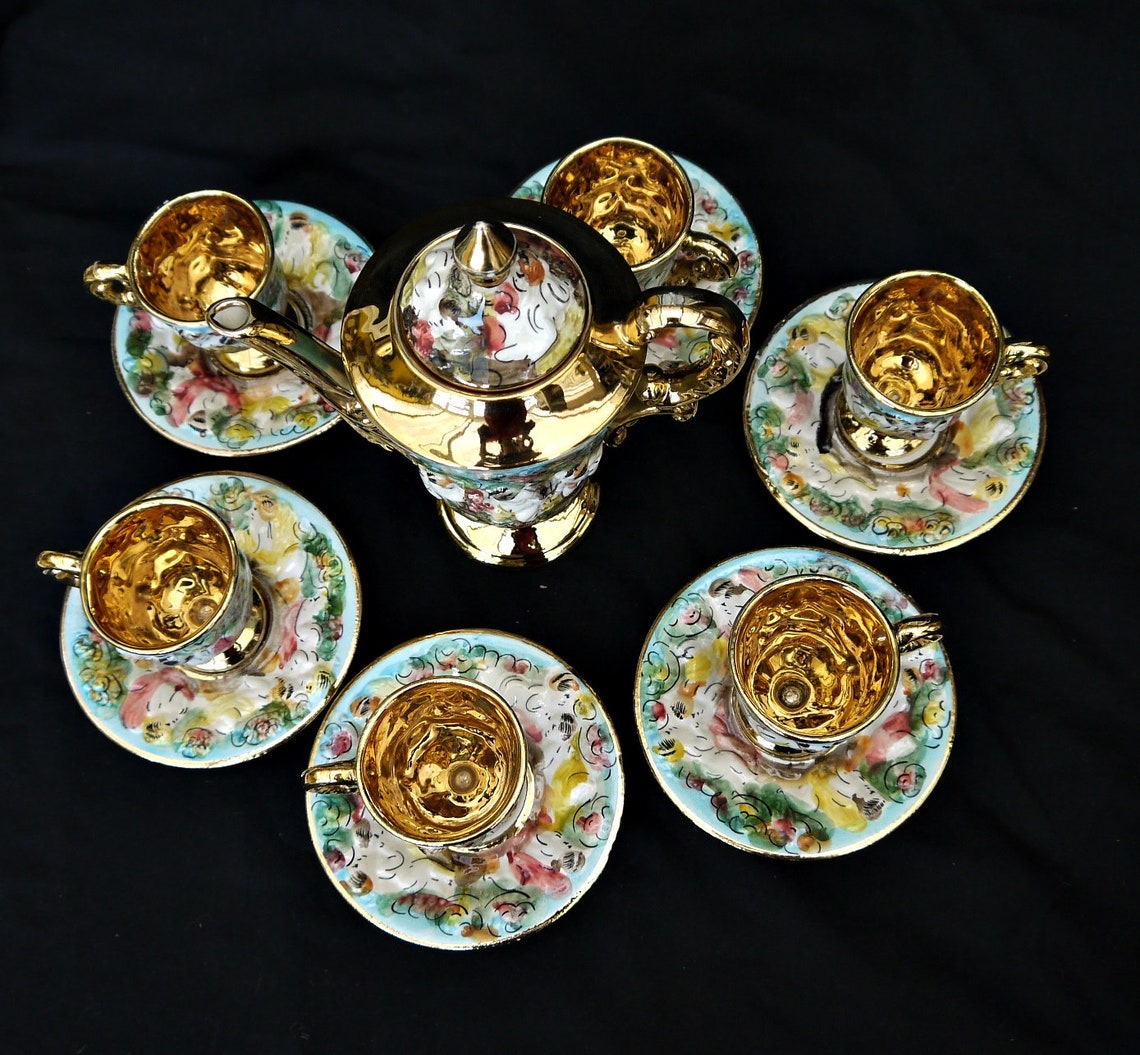 Capodimonte Tea Coffee Set 13 Pieces Antique Large Coffee Tea - Etsy