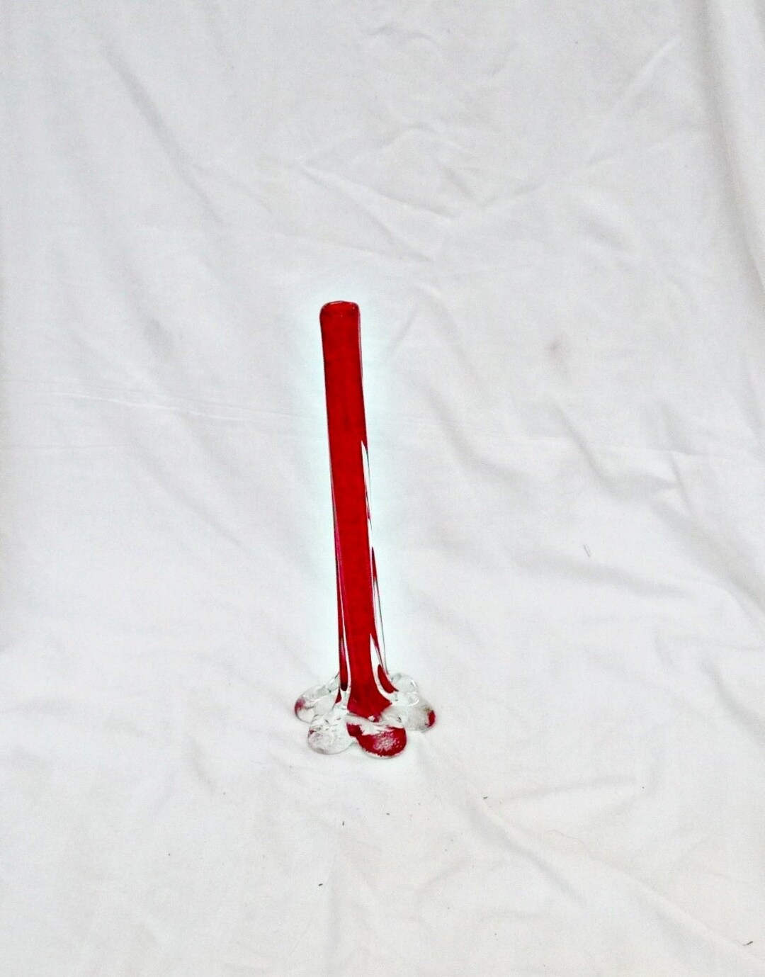 Vintage Tall Glass Vase Art Glass One Rose Vase Red Glass Vase Hand ...