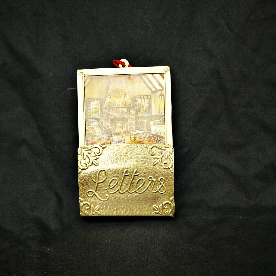 Wall Hanging Letter Rack Vintage Brass Letter Rack Ornate Embossed and ...