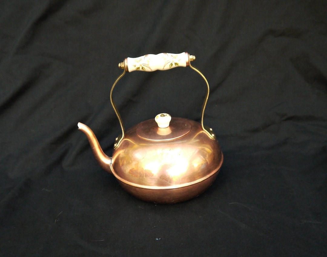 Old Copper and Brass Kettle Vintage French Style Copper Brass and ...