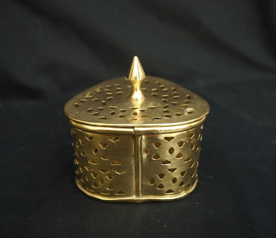 brass jewellery box vintage brass box with lid brass… - Gem