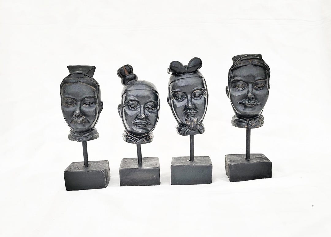 Vintage Japanese Samurai Bust Set: Oriental Warrior Statues - Etsy