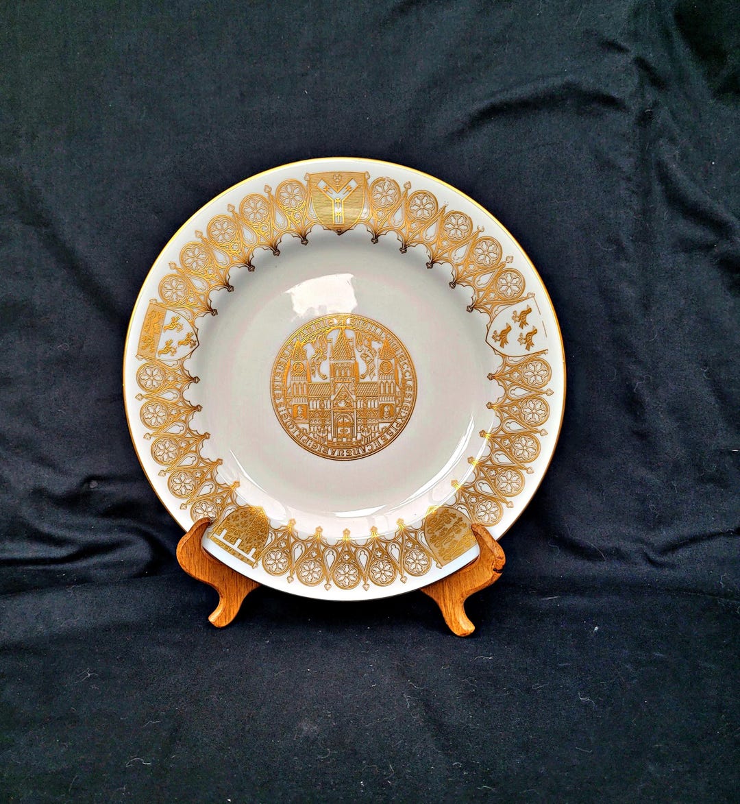 Spode the Canterbury Cathedral Plate 1970 White Gold Vintage Decorative ...