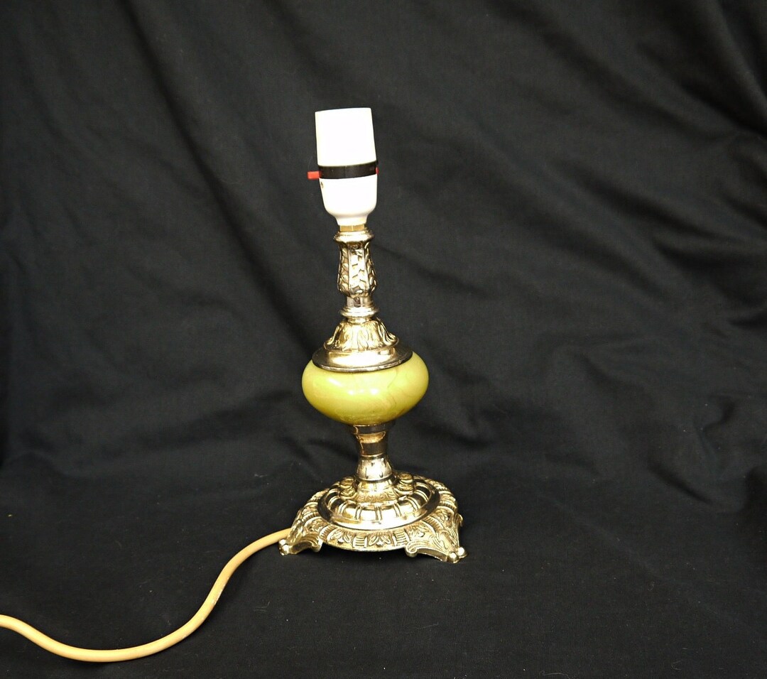 Victorian Style Lamp Base: Silver & Green Onyx Resin, Embossed Feet - Etsy