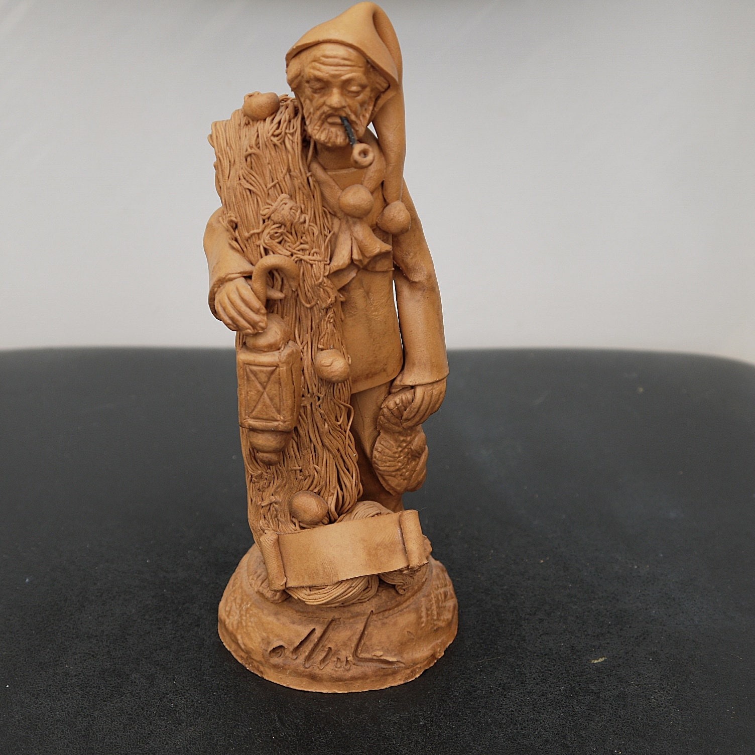 Vintage Hand Made Sculpture Fisherman Sculpture Art Clay Old - Etsy ...