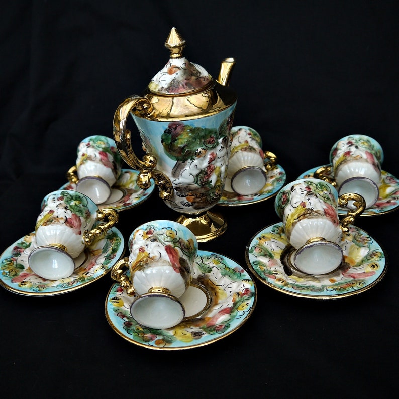 Capodimonte Tea Coffee Set 13 Pieces Antique Large Coffee Tea - Etsy