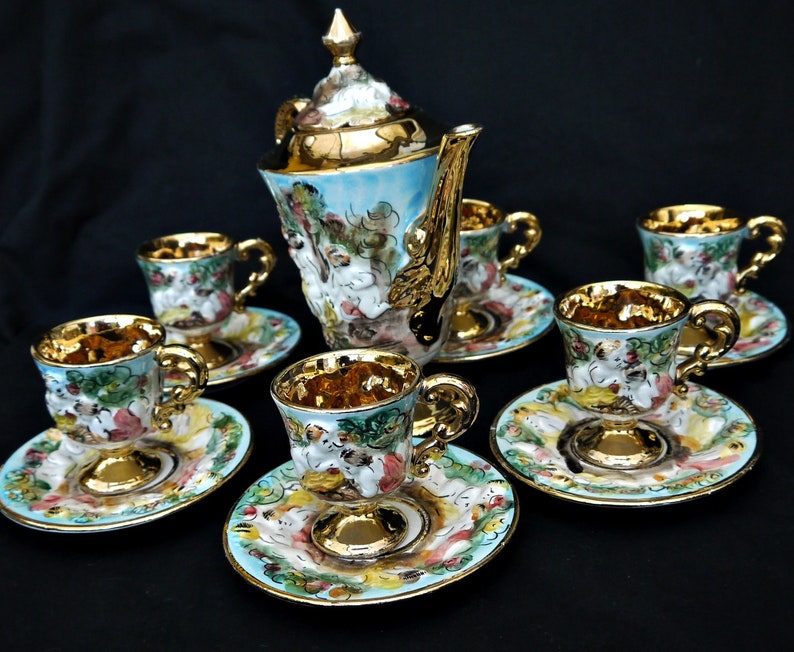 Capodimonte Tea Coffee Set 13 Pieces Antique Large Coffee Tea - Etsy