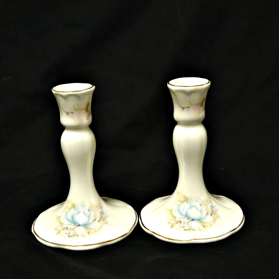Royale Bone China Candlesticks Vintage Pair Porcelain Candle Holder ...