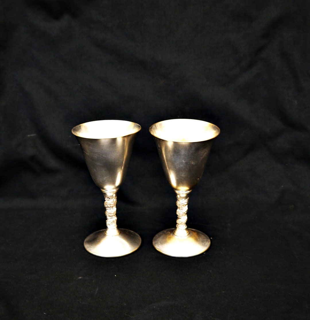 Set Silver Plate Goblets Vintage Spain Goblets Pair Goblets Ornate ...