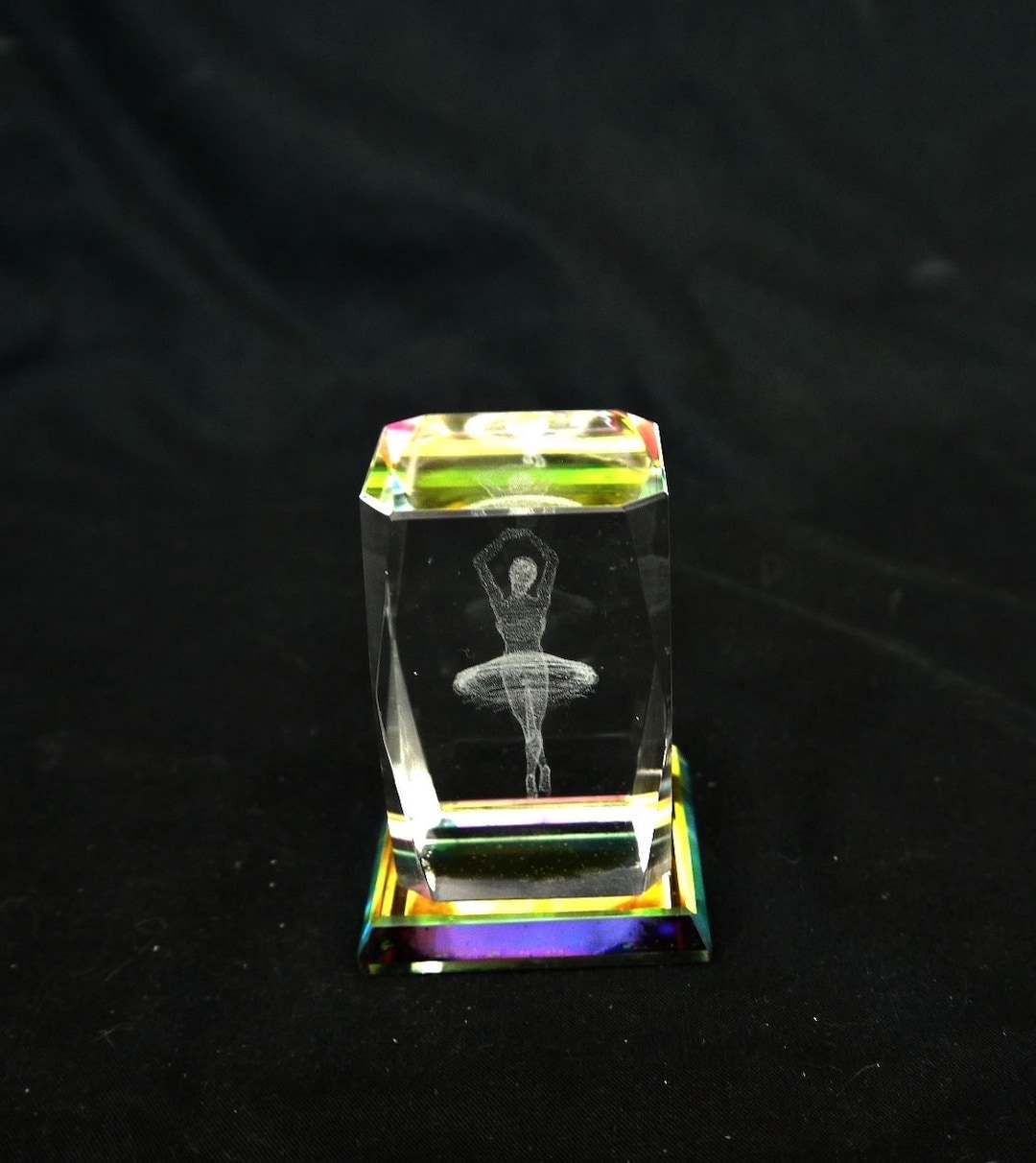Crystal Glass Ballerina Dancer 3D Cube Glass Crystal Paperweight Laser ...
