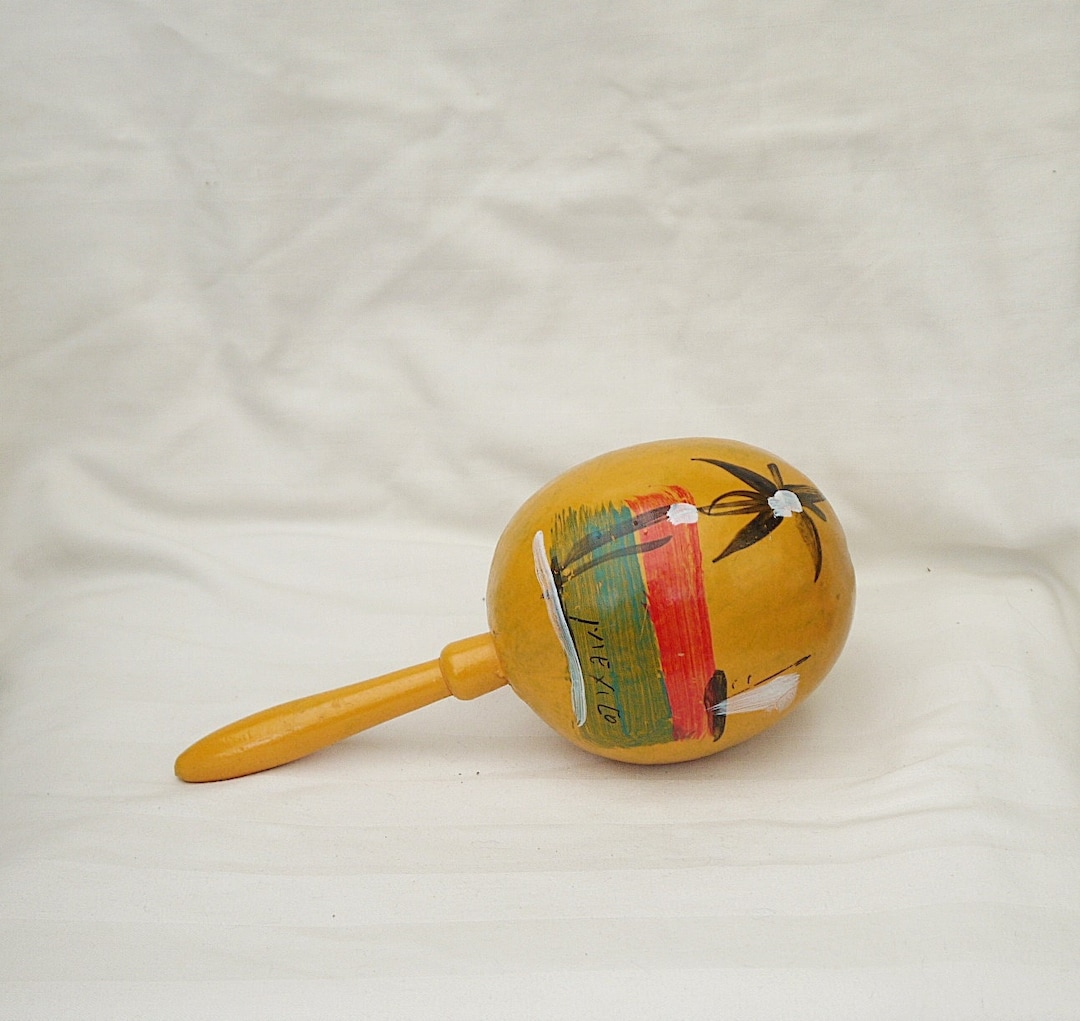 Large Maraca Rattle Vintage Mexico Rattle Hand Made and Hand Painted ...