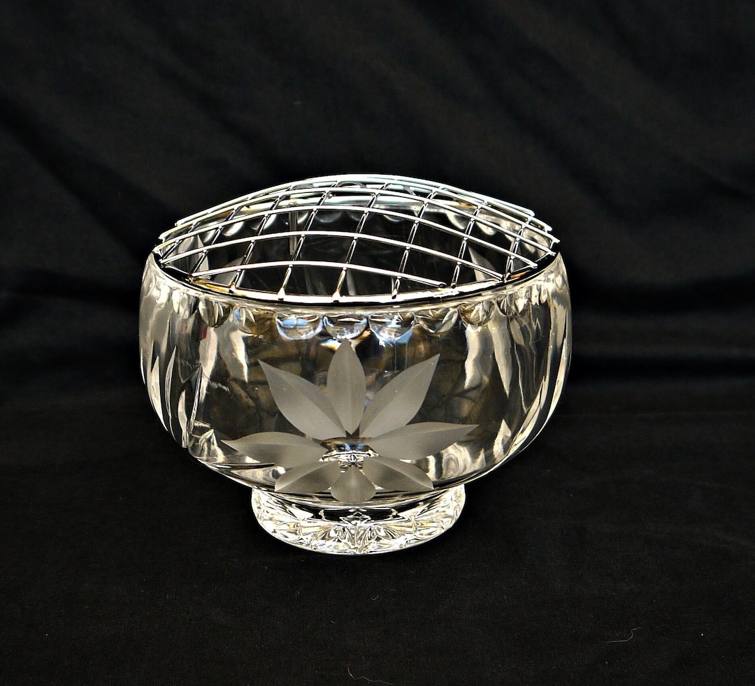 Vintage Cut Crystal Rose Bowl Vtg Rose Vase Boho Crystal Glass and ...