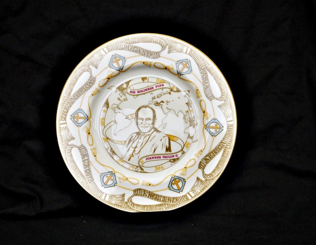 Royal Chelsea Bone China Display Plate Pope John Paul II Vintage Large ...