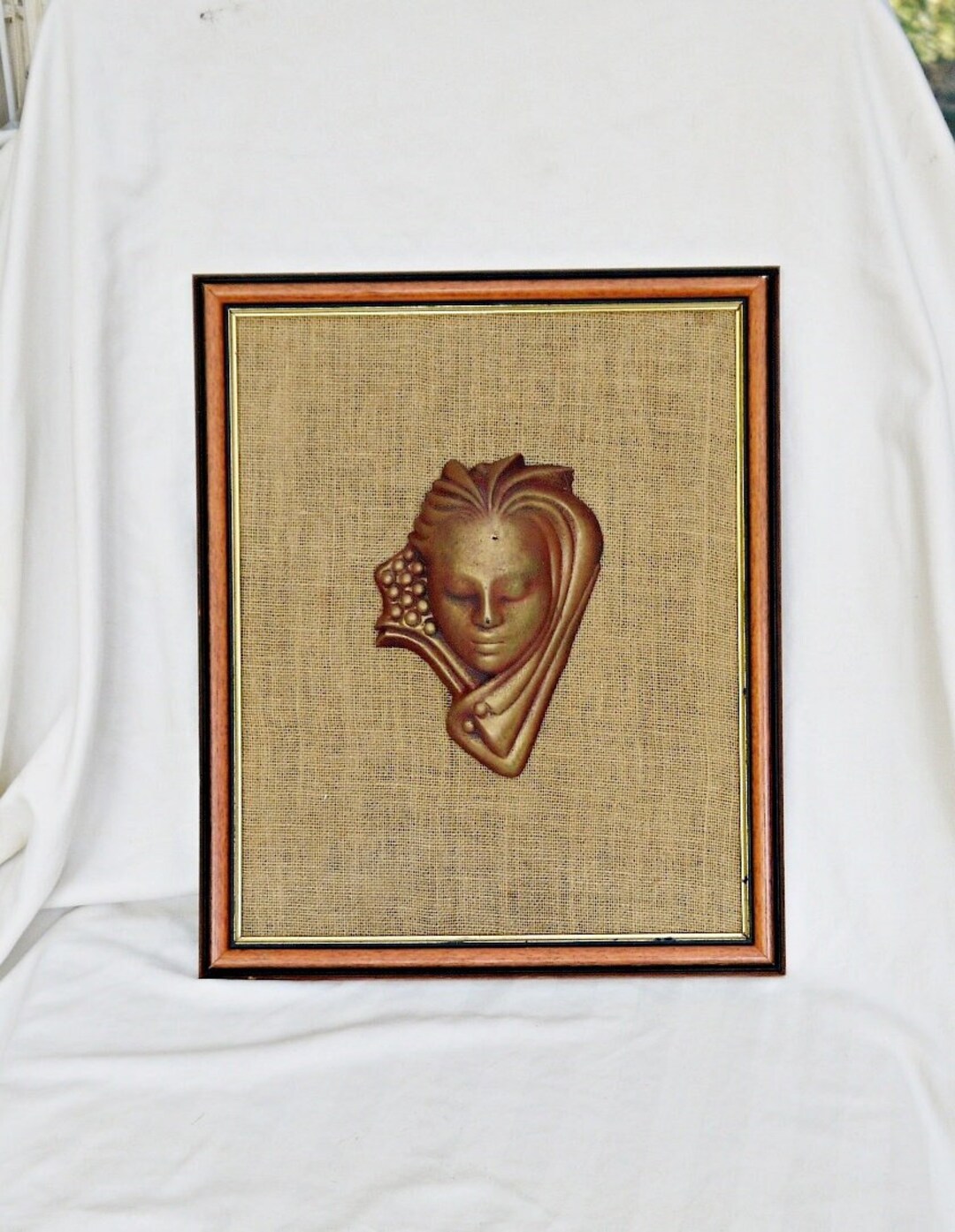Vintage African Woman Plaster Art - Jute Framed Wooden Wall Hanging - Etsy