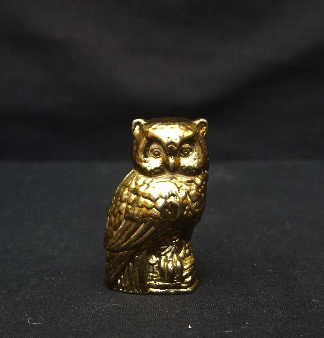 Gold plated 24k statue owl vintage gold owl figurine owl gold | Etsy