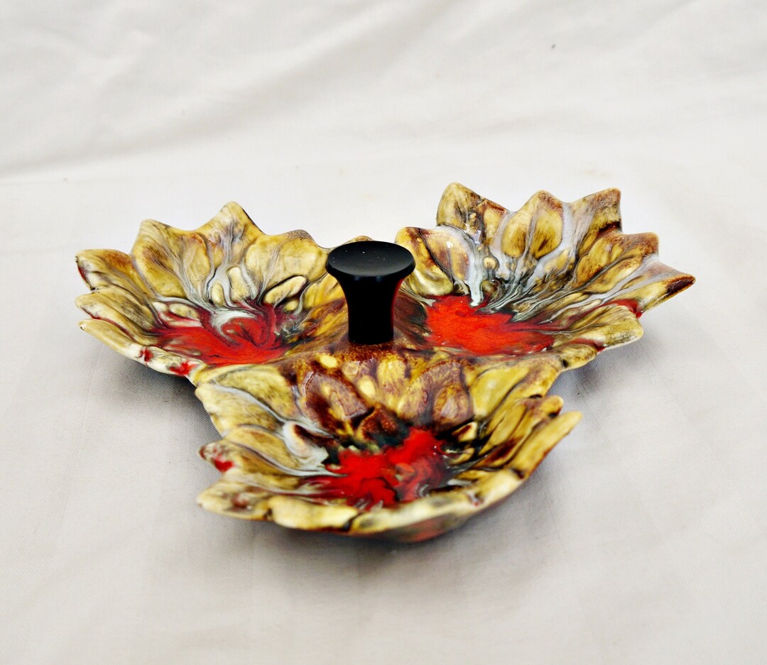 Vintage USA Pottery Marcia of Calif Three Sections Dish With Handle ...