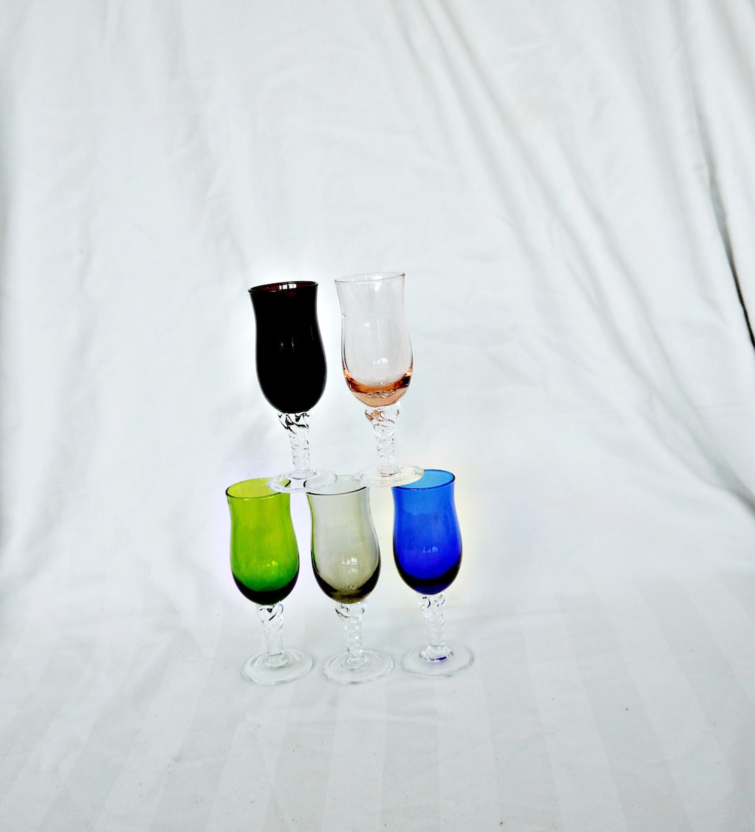 Vintage Colorful Liqueur Glasses Set: Retro Rainbow Glassware - Etsy