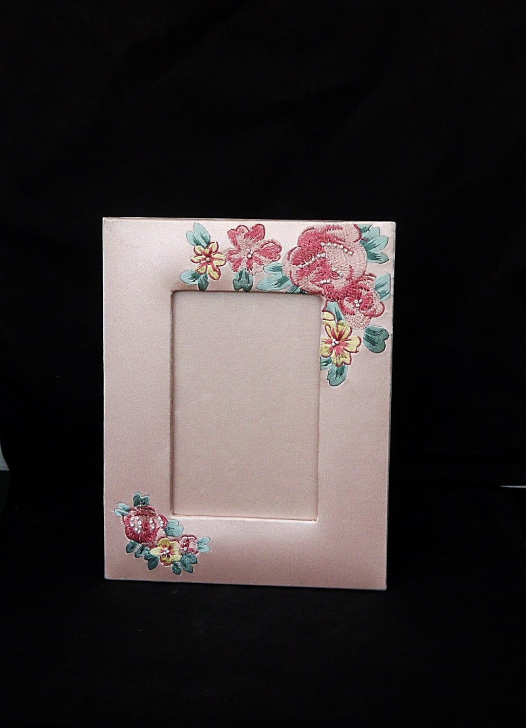 Vintage Embroidered Photo Frame Large Satin Picture Frame Ornate ...