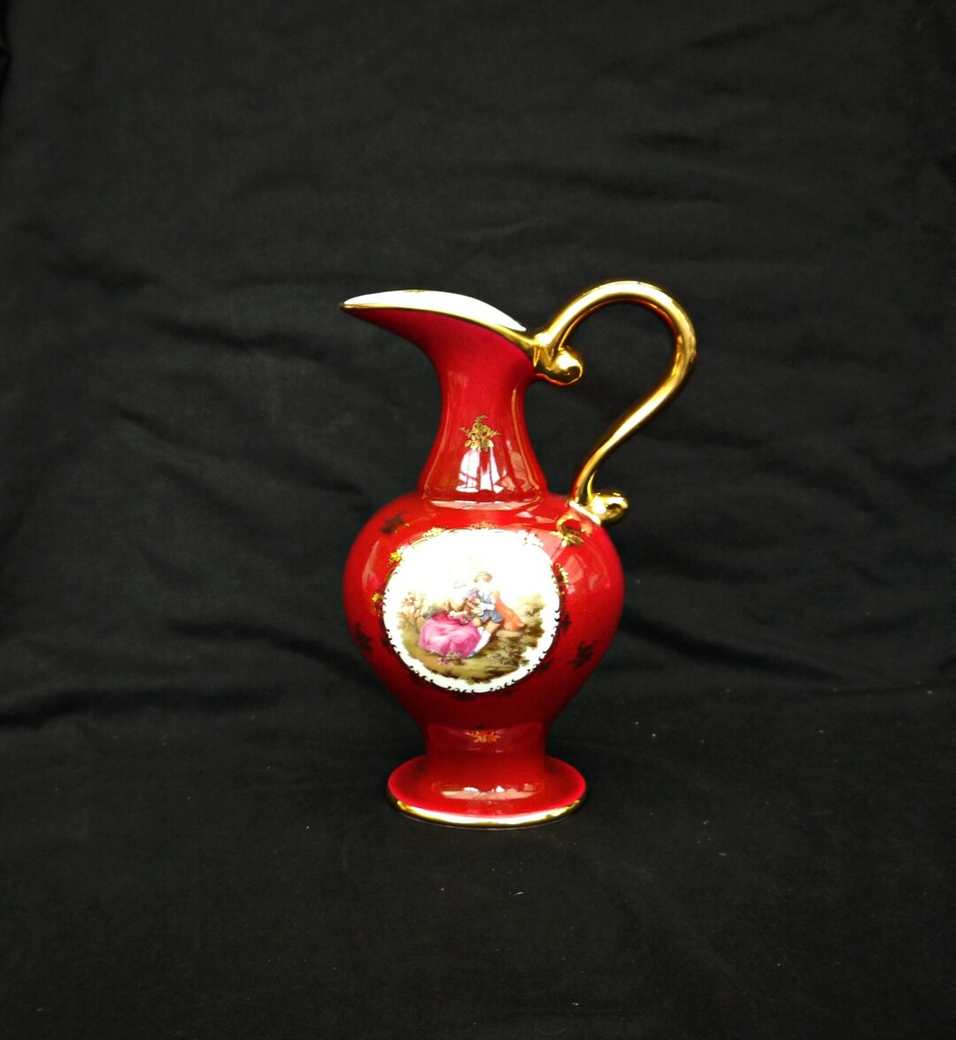 Limoges France Pitcher Jug Vintage Bone China Jug Pitcher With Handle ...