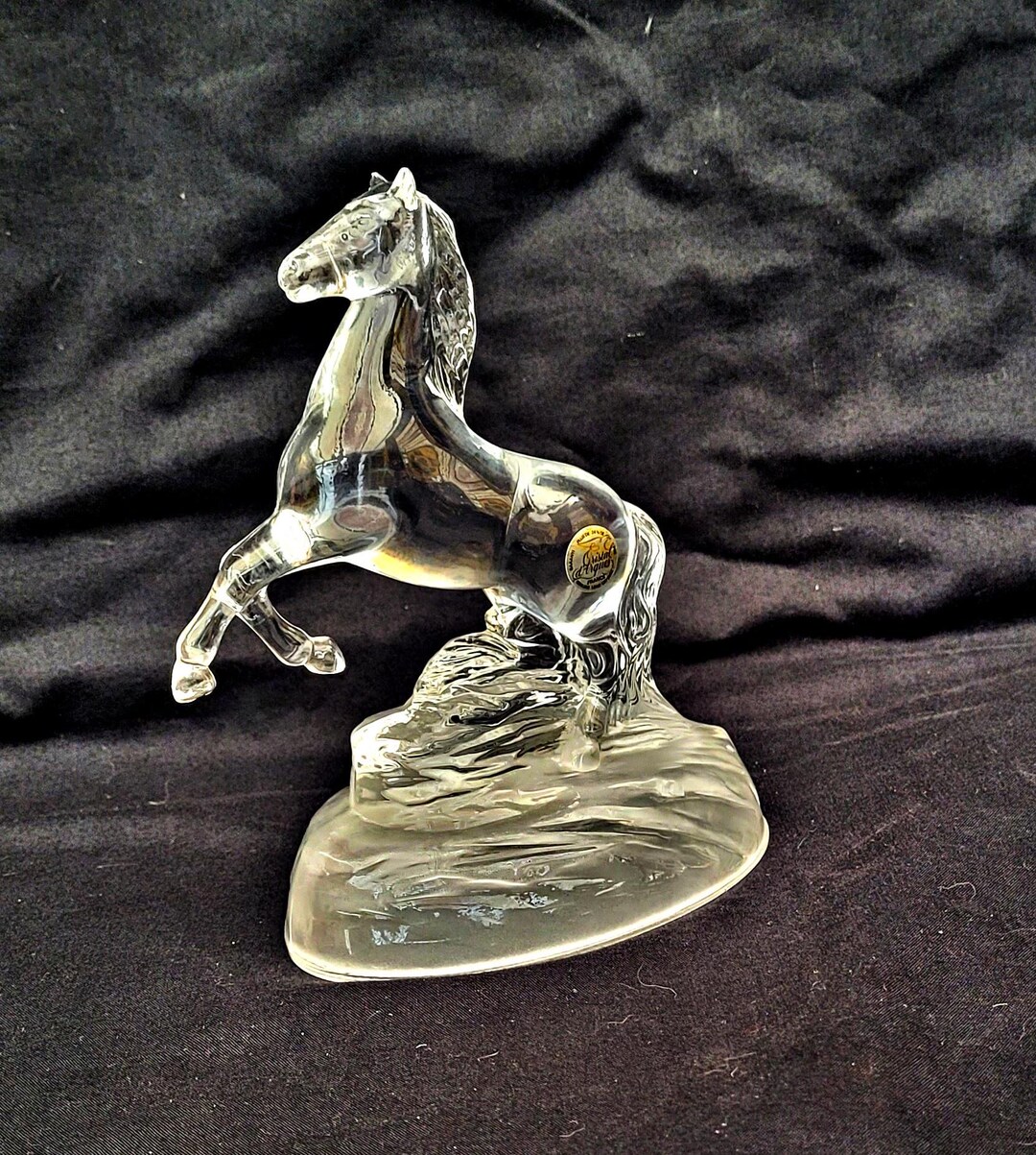 Crystal Lead Statue Horse on Base Frosted Vintage Crystal Horse Large ...