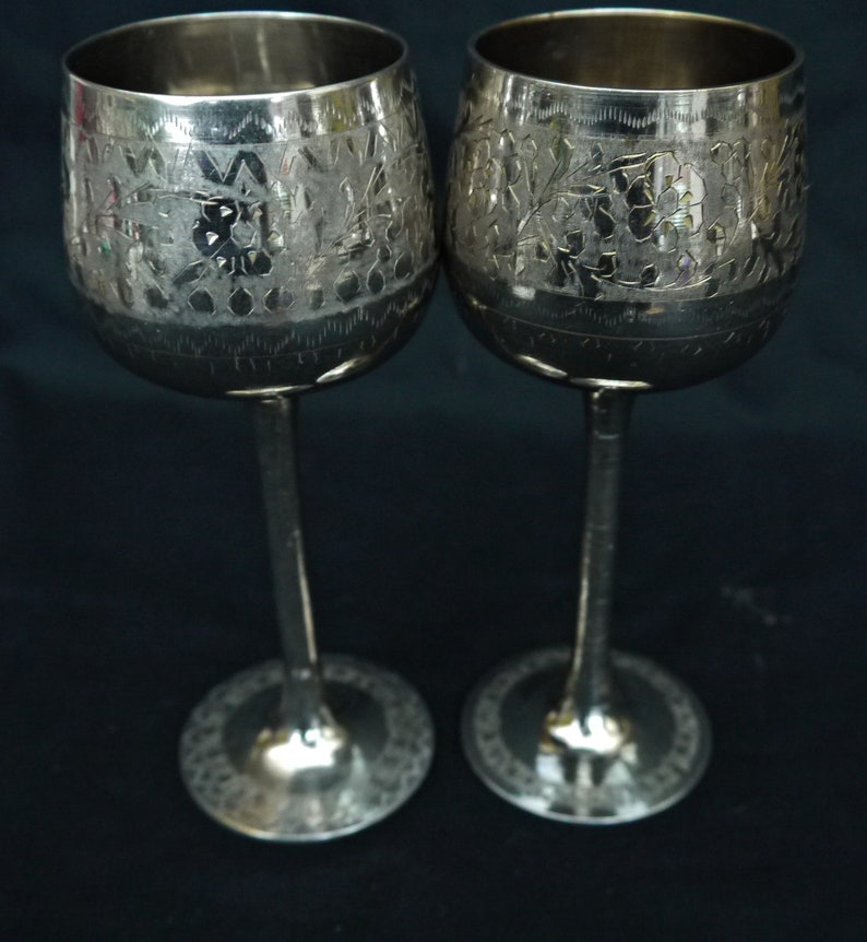 Home & Living Barware Kitchen & Dining goblets silver metal vintage ...