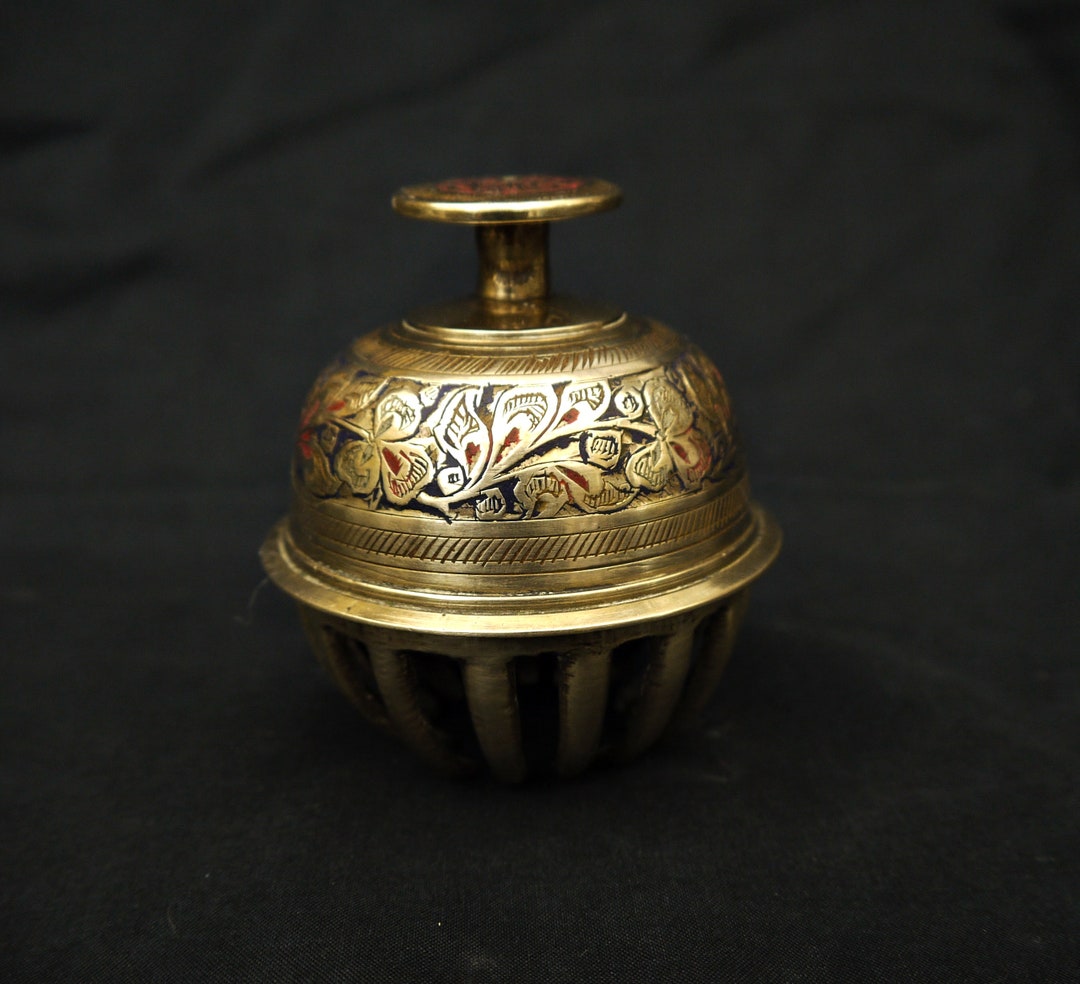 Vintage Brass Elephant Claw Bell Large Indian Bell Hand Engraved With ...