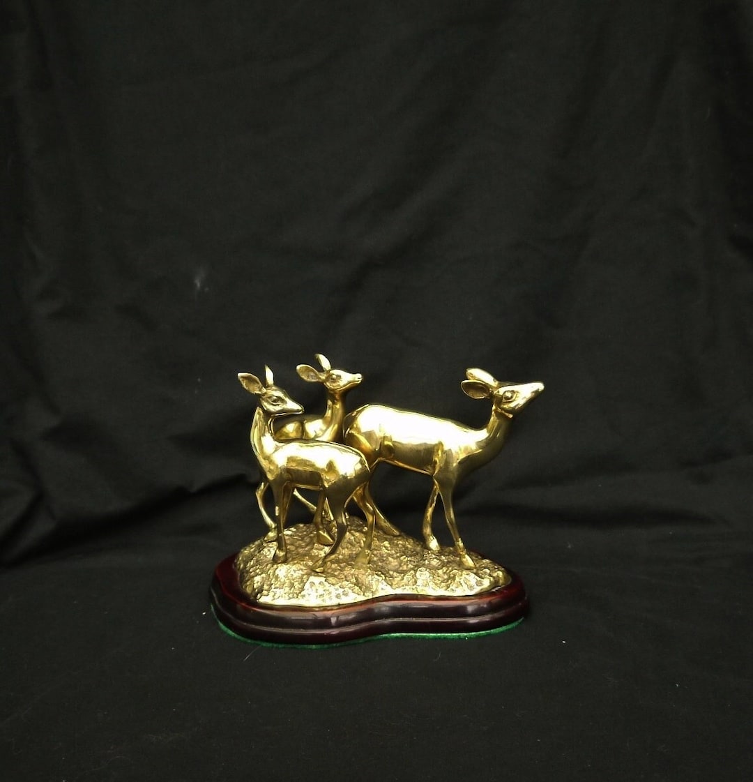 Large Brass Statue 3 Dee Roe in the Clearing With Base Solid Brass ...