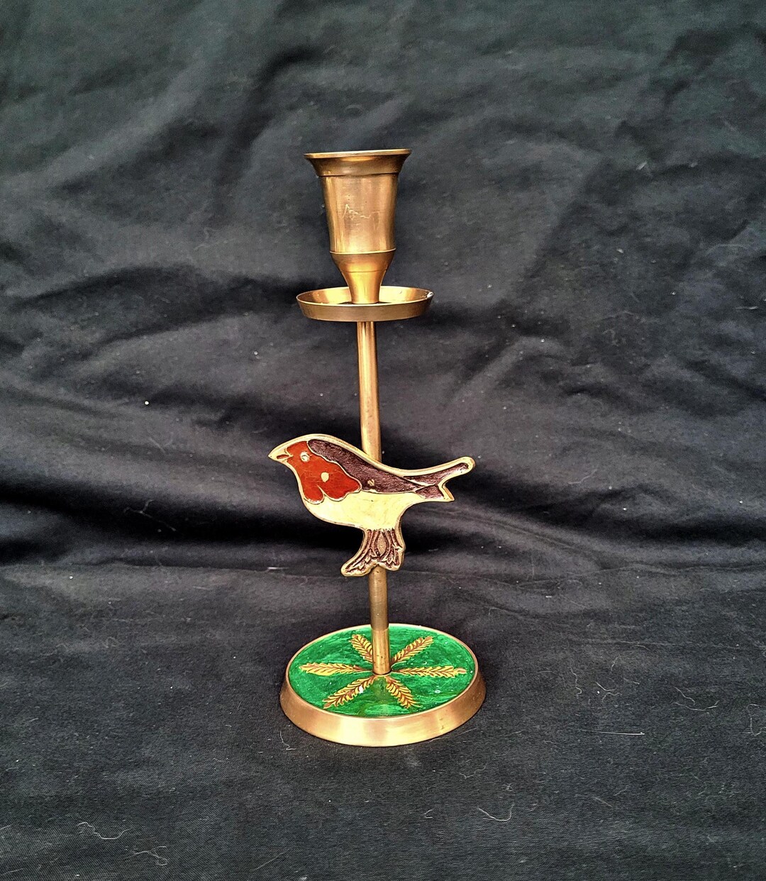 Vintage Brass Bird Candle Holder: Hand-enameled Ornate Candlestick - Etsy