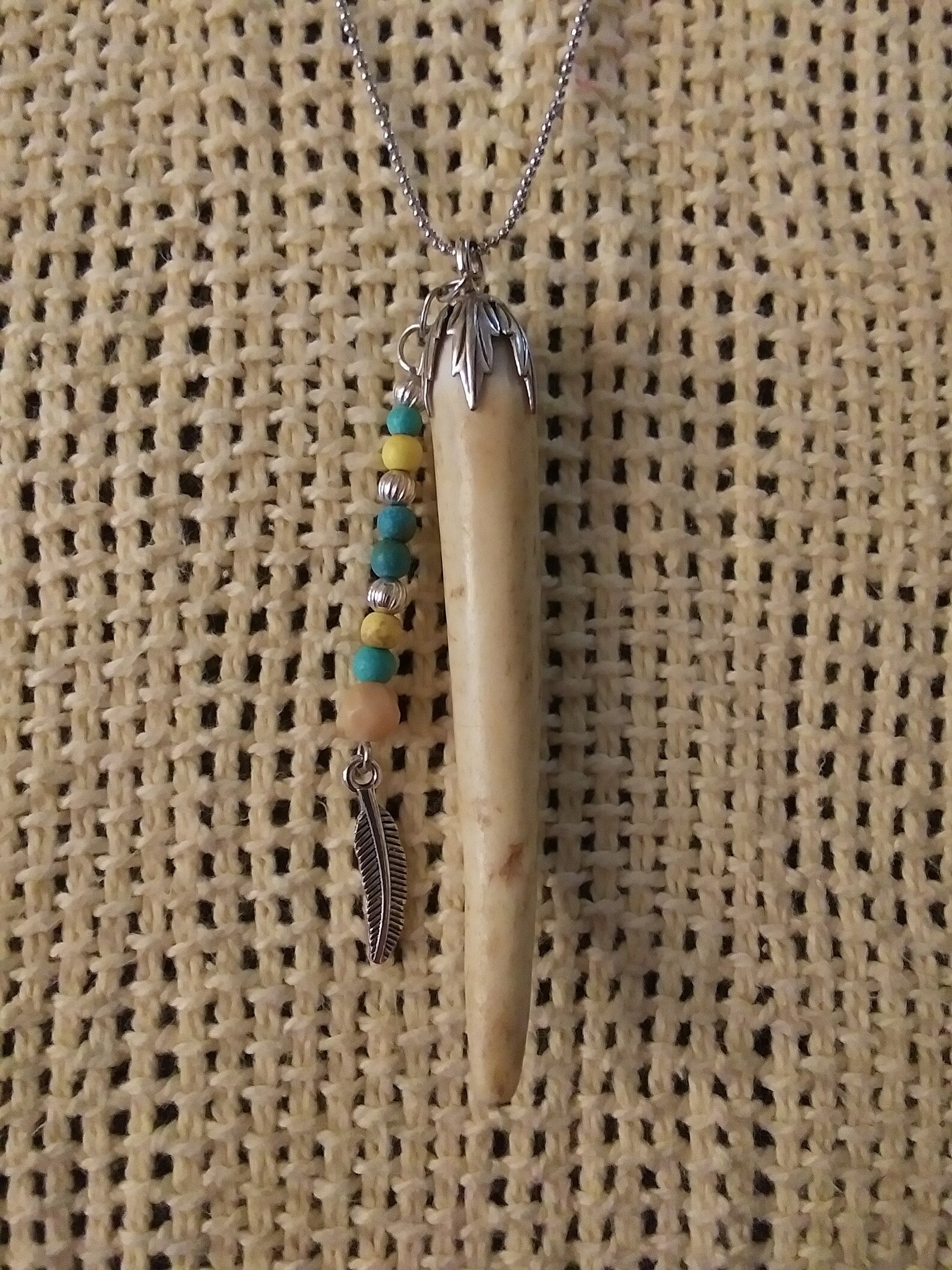 Antler Necklace Genuine Deer Antler Pendant turquoise Beaded Pendant ...