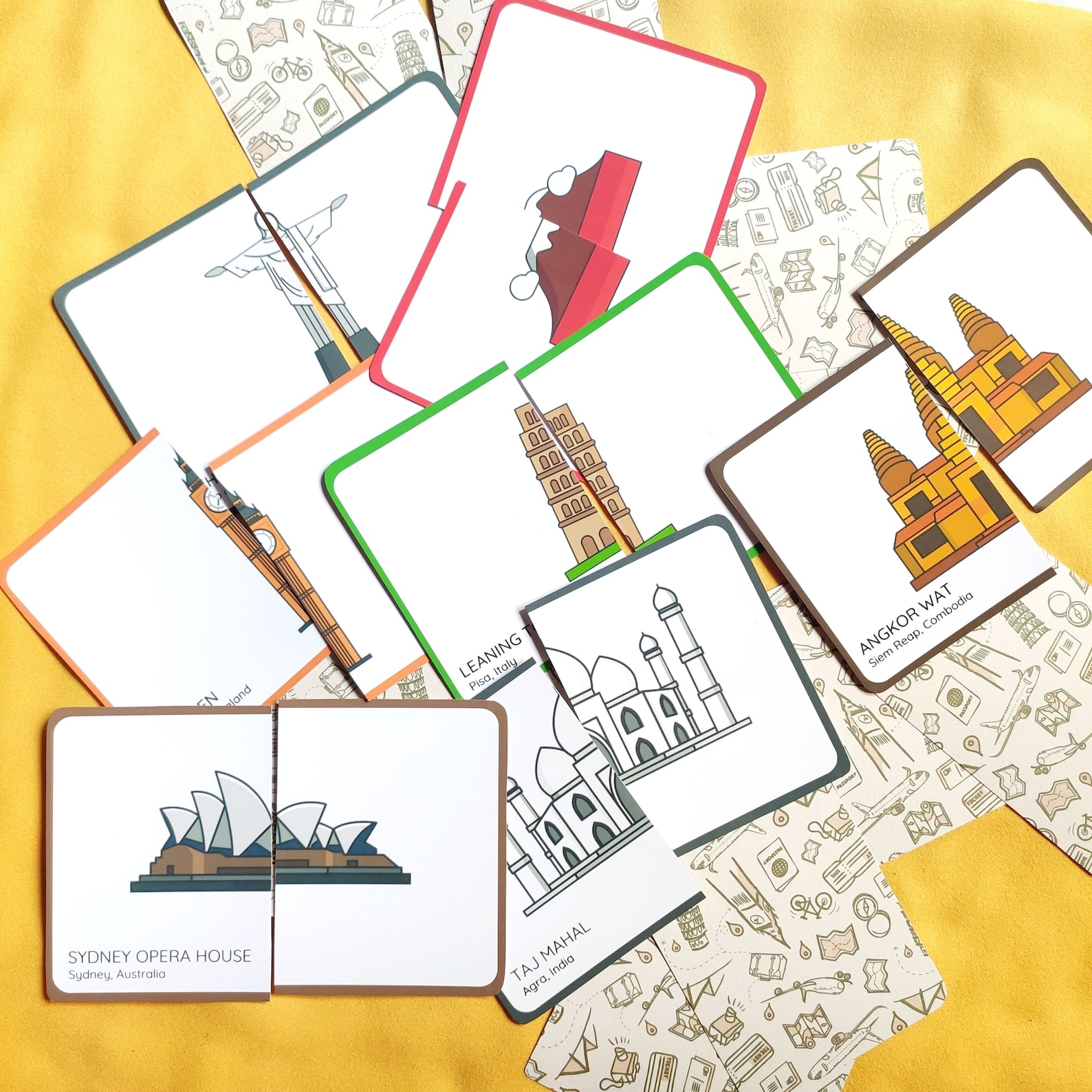 12 Symmetry Match Flashcards landmarks Digital Download Educational ...