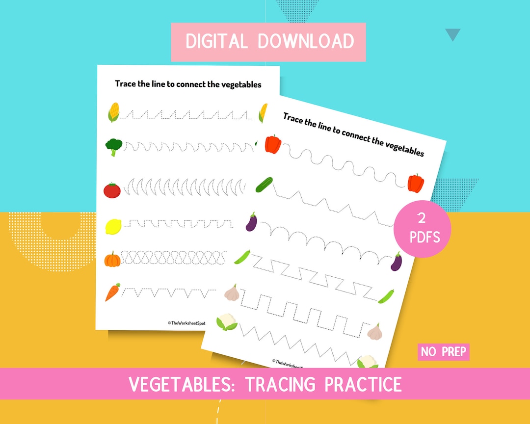 Tracing-vegetables-digital Download Matching Activity Matching Game Pen ...